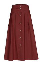 Bordeaux kleurige halflange rok met knopen Rayka Xandres